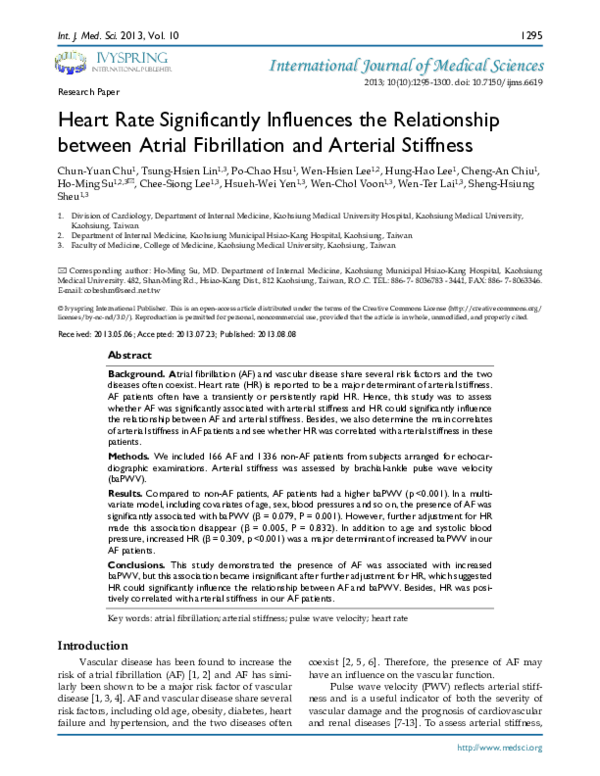 (PDF) Heart Rate Significantly Influences the Relationship between Atrial Fibrillation and ...