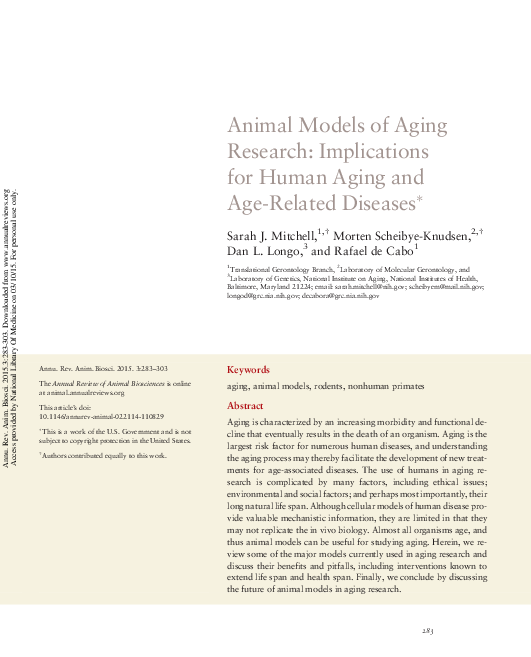 (PDF) Animal models of aging research: implications for human aging and ...