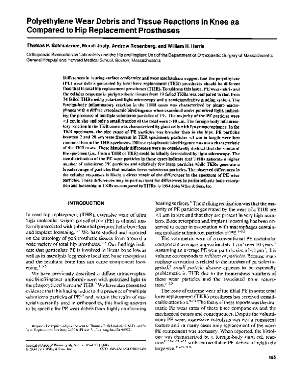 (PDF) Polyethylene wear debris and tissue reactions in knee as compared ...