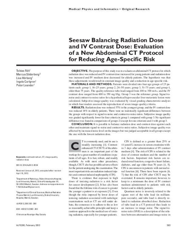 (PDF) Seesaw Balancing Radiation Dose and IV Contrast Dose: Evaluation ...