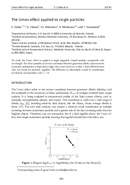 (PDF) The Umov effect applied to single particles