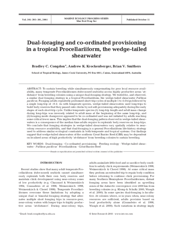 Dual-foraging and co-ordinated provisioning in a tropical ...