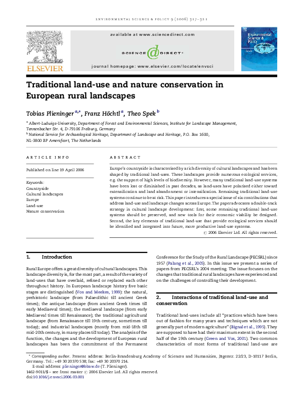 (PDF) Traditional land-use and nature conservation in European rural ...
