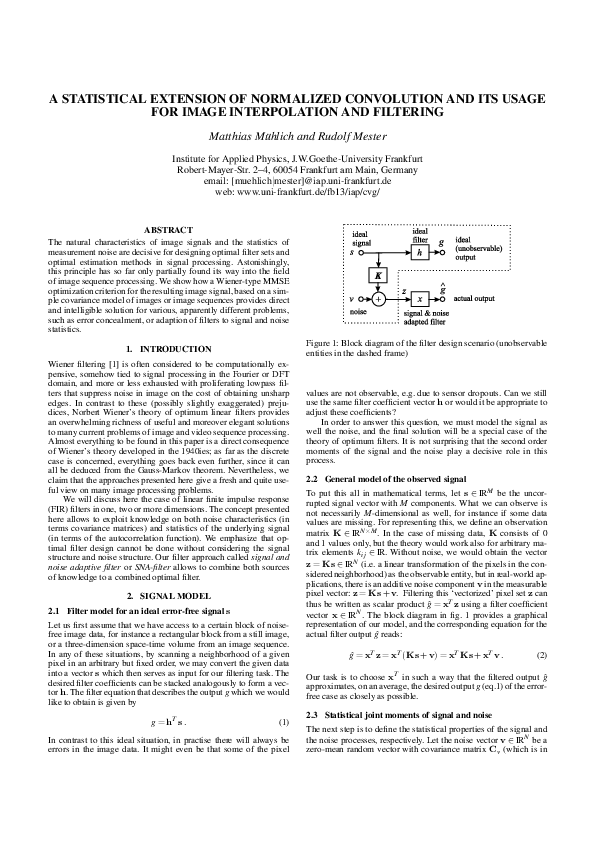 (PDF) A statistical extension of normalized convolution and its usage ...