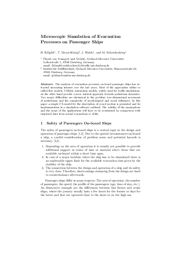(PDF) Microscopic Simulation of Evacuation Processes on Passenger Ships