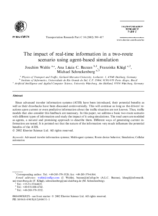 (PDF) The impact of real-time information in a two-route scenario using agent-based simulation