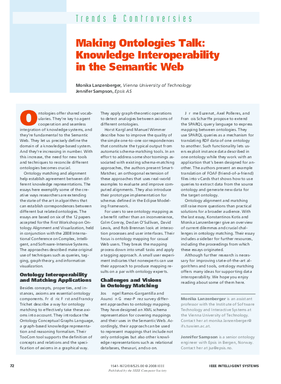 (PDF) Making Ontologies Talk: Knowledge Interoperability in the Semantic Web