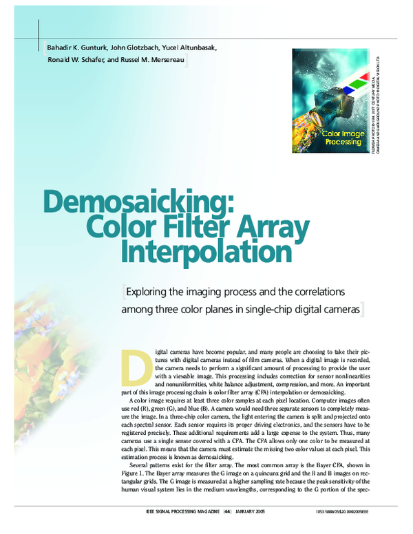 Pdf Demosaicking Color Filter Array Interpolation