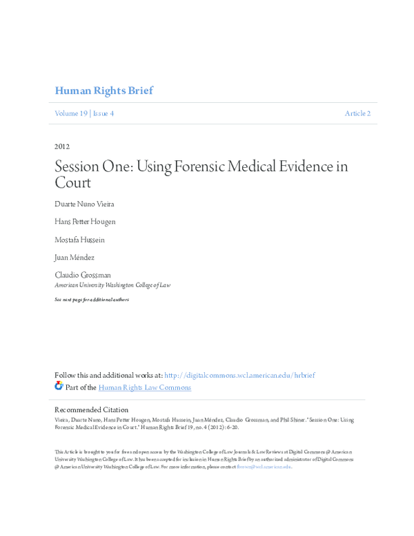 (PDF) Session One: Using Forensic Medical Evidence in Court