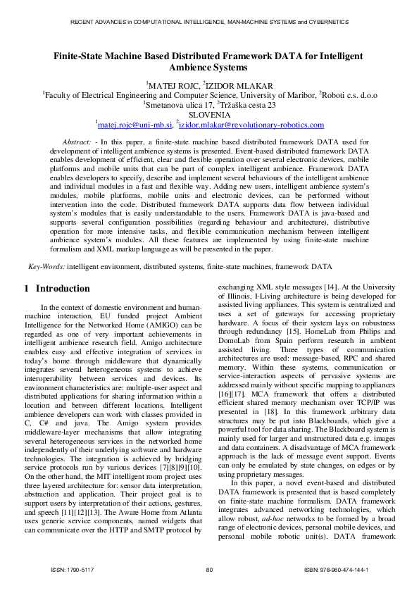 (PDF) Finite-state machine based distributed framework DATA for intelligent ambience systems