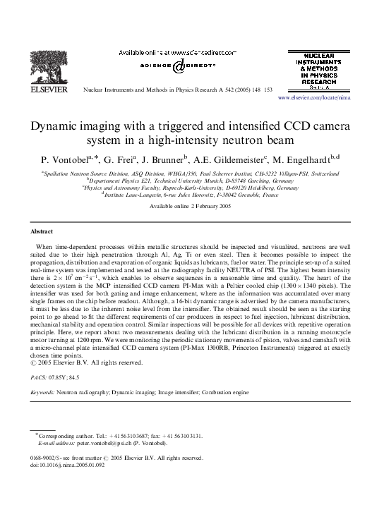 (PDF) Dynamic imaging with a triggered and intensified CCD camera ...
