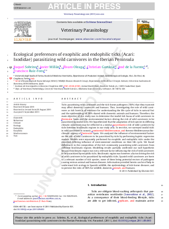 (PDF) Ecological preferences of exophilic and endophilic ticks (Acari ...