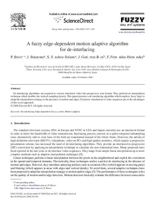 Pdf A Fuzzy Edge Dependent Motion Adaptive Algorithm For De Interlacing