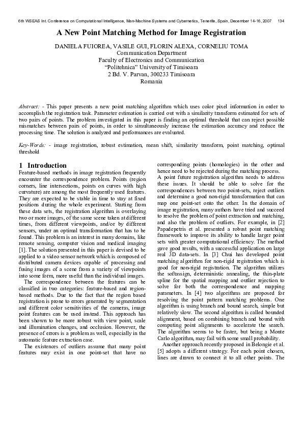 (PDF) A New Point Matching Method for Image Registration