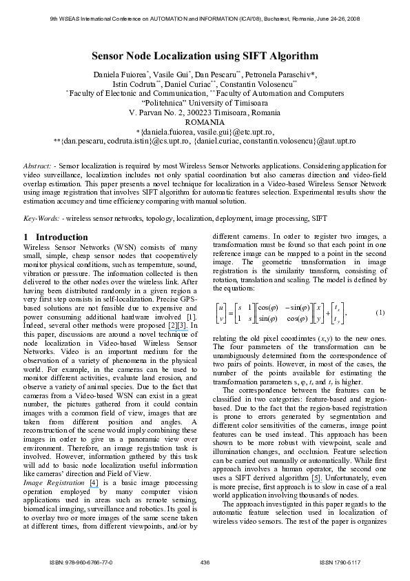 (PDF) Sensor node localization using SIFT algorithm