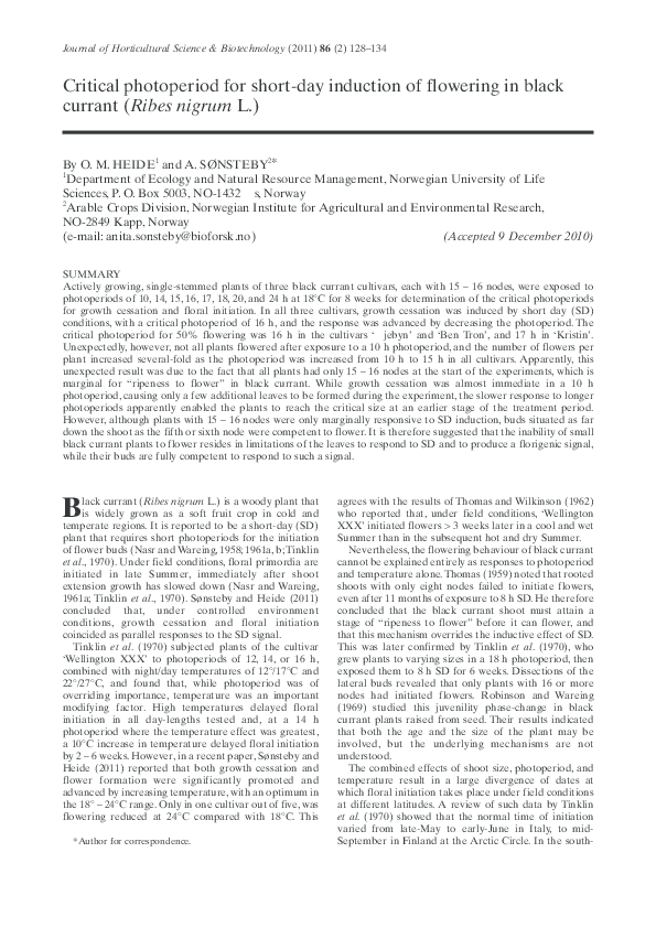 (PDF) Critical photoperiod for short-day induction of flowering in ...