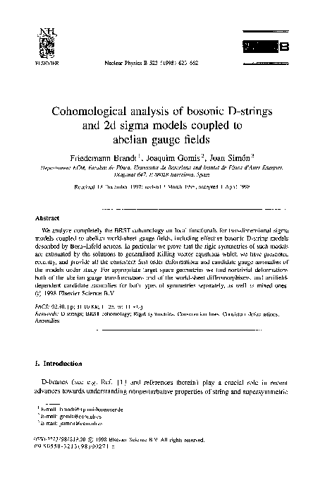 (PDF) Cohomological analysis of bosonic D-strings and 2d sigma models ...
