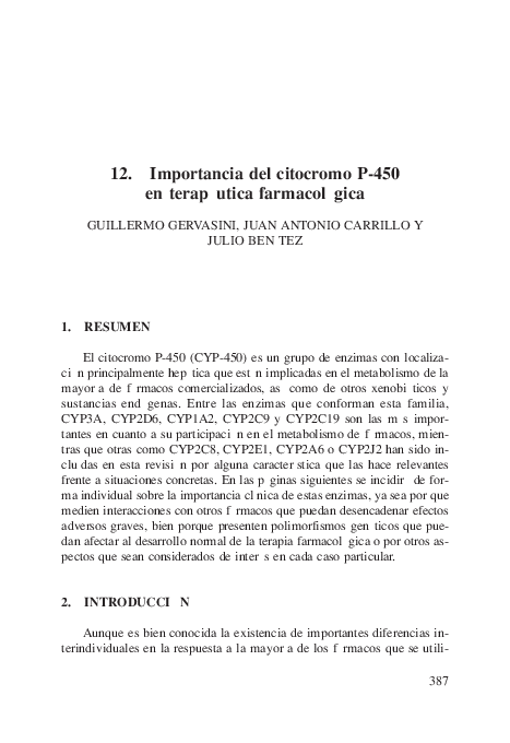 (PDF) 2. Importancia del citocromo P-450 en terapéutica farmacológica