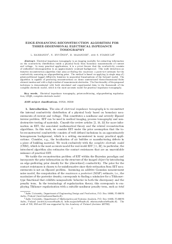 Pdf Edge Enhancing Reconstruction Algorithm For Three Dimensional