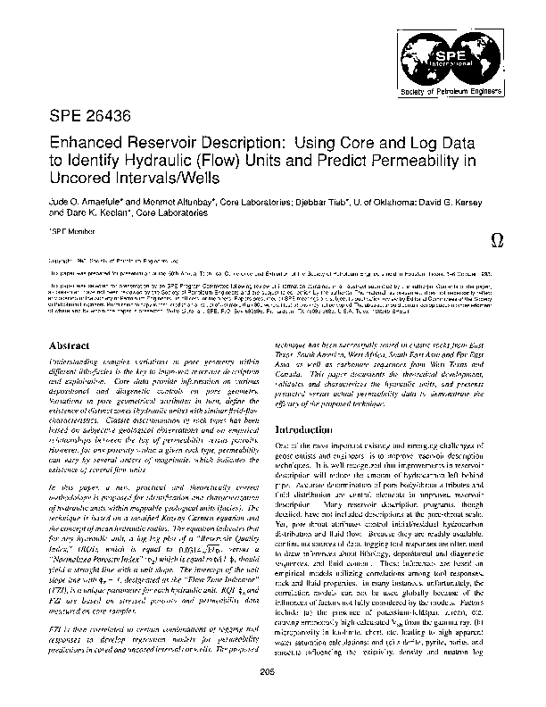 (PDF) Enhanced Reservoir Description: Using Core and Log Data to ...