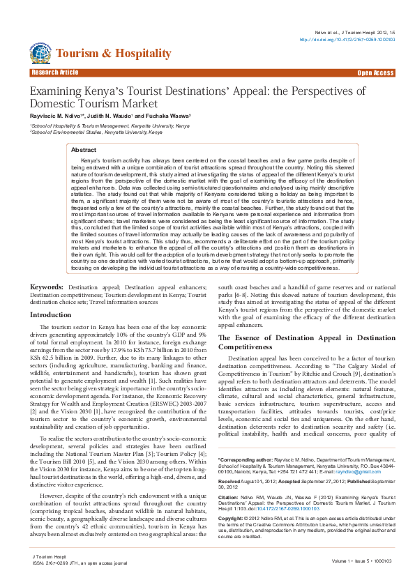 (PDF) Examining Kenya’s Tourist Destinations’ Appeal: the Perspectives ...
