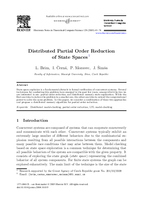 Pdf Distributed Partial Order Reduction Of State Spaces
