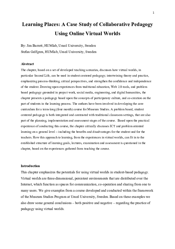 (PDF) Learning Places: A Case Study of Collaborative Pedagogy Using ...