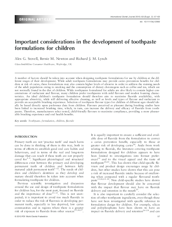 (PDF) Important considerations in the development of toothpaste ...