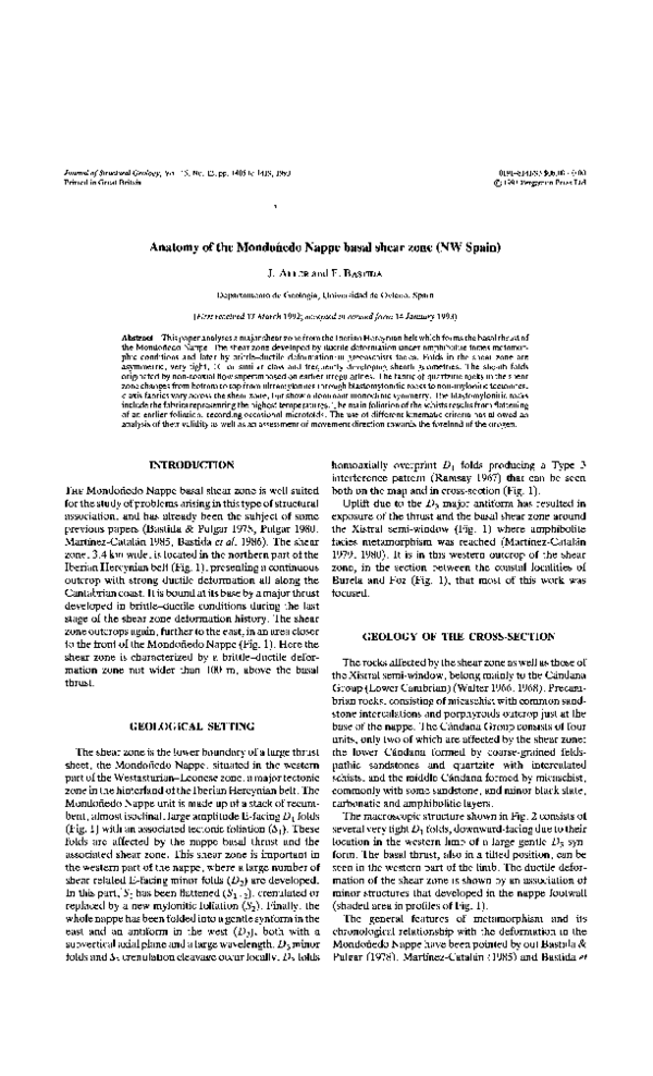 (PDF) Anatomy of the Mondoñedo Nappe basal shear zone