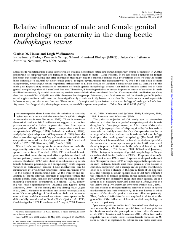 (PDF) Relative influence of male and female genital morphology on ...