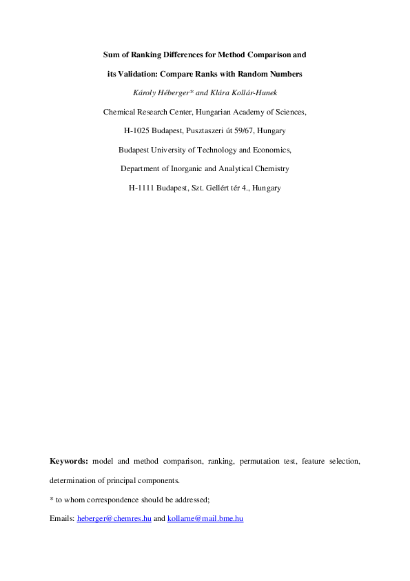 (PDF) Sum of ranking differences for method discrimination and its validation: comparison of ...