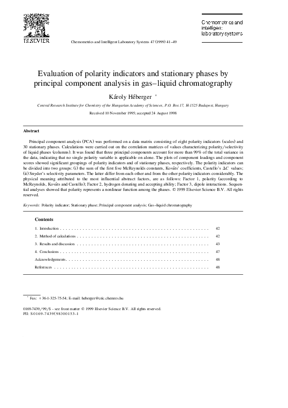 (PDF) Evaluation of polarity indicators and stationary phases by ...