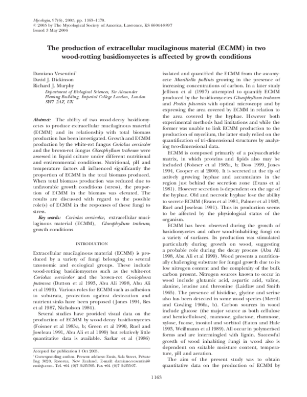 (PDF) Growth Conditions Impact ECMM in Fungi