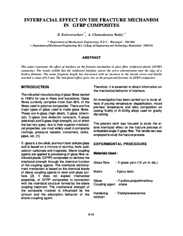 (PDF) Interfacial effect on the fracture mechanism in GFRP composites