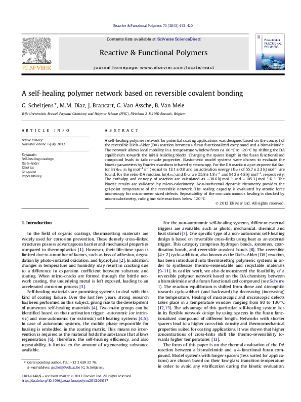 (PDF) A self-healing polymer network based on reversible covalent bonding