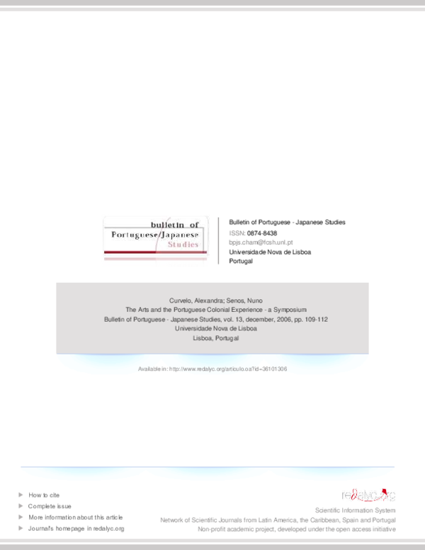 (PDF) CURVELO, Alexandra; SENOS, Nuno, "The Arts and the Portuguese ...