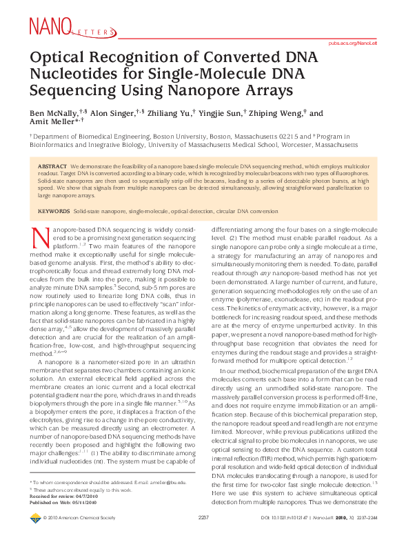 (PDF) Optical Recognition of Converted DNA Nucleotides for Single ...