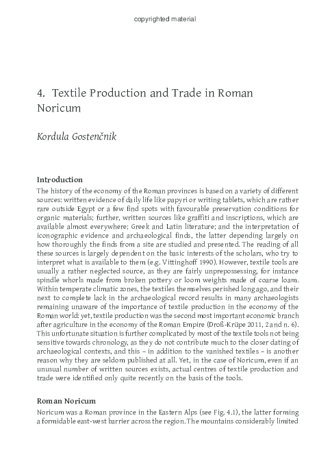 (PDF) Kordula GOSTENCNIK, Textile production and trade in Roman Noricum ...