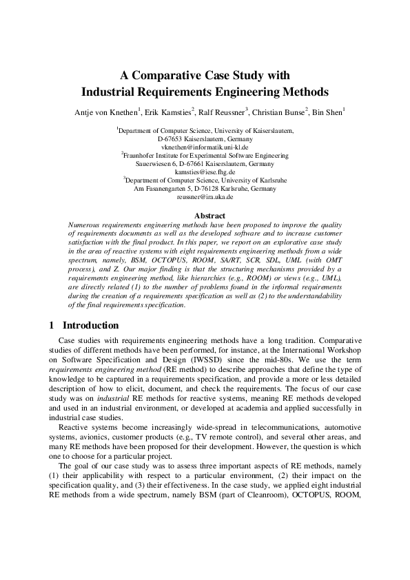 (PDF) A Comparative Case Study with Industrial Requirements Engineering ...