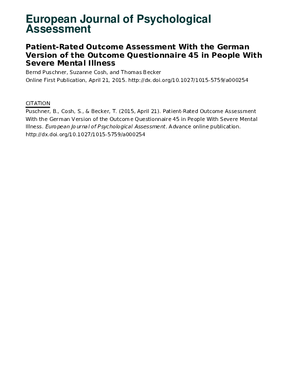 (PDF) Patient-Rated Outcome Assessment With the German Version of the ...