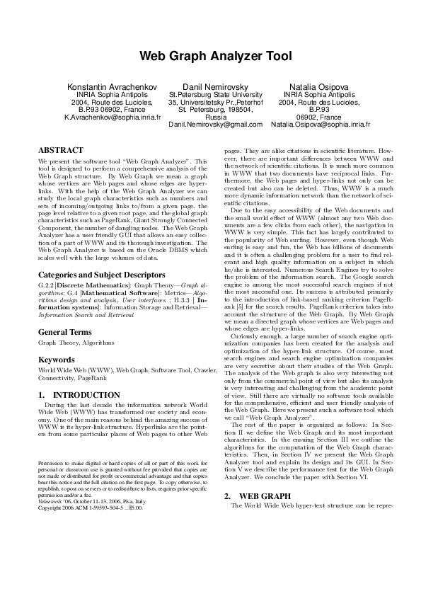 (PDF) Web graph analyzer tool