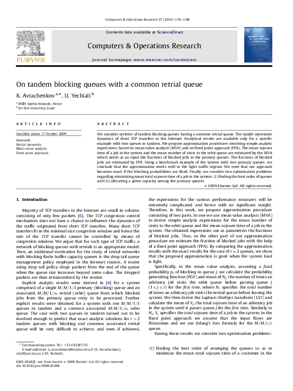 (PDF) On tandem blocking queues with a common retrial queue