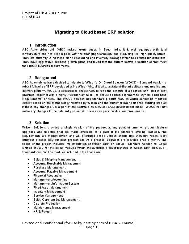 Doc 6 Migrating To Cloud Based Erp Solution 1