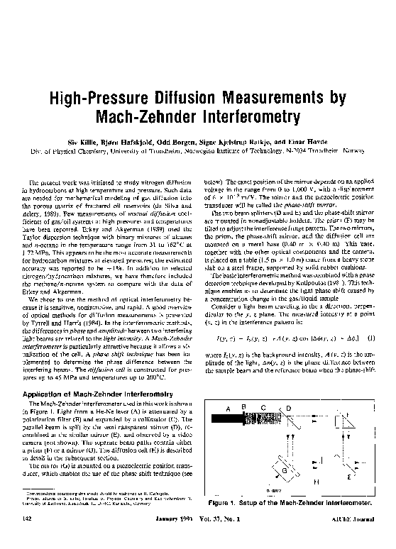 (PDF) High-pressure diffusion measurements by Mach-Zehnder interferometry