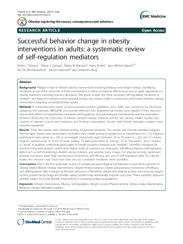 (PDF) Successful behavior change in obesity interventions in adults: a ...