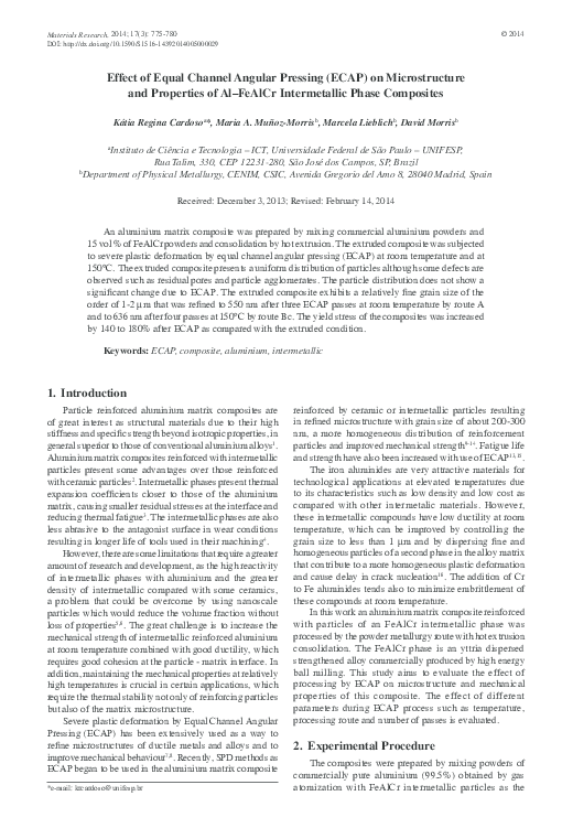 (PDF) Effect of Equal Channel Angular Pressing (ECAP) on microstructure and properties of Al ...