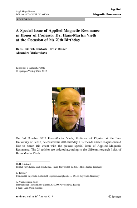 (PDF) Biography of Prof. Dr. Hans-Martin Vieth