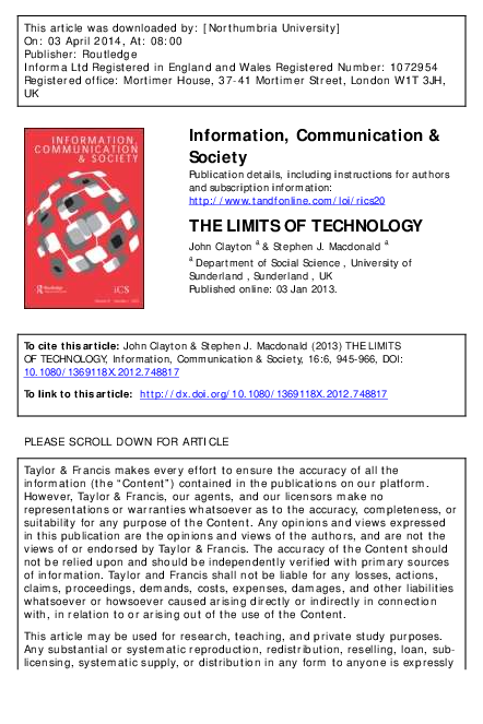 (PDF) Limits of technology