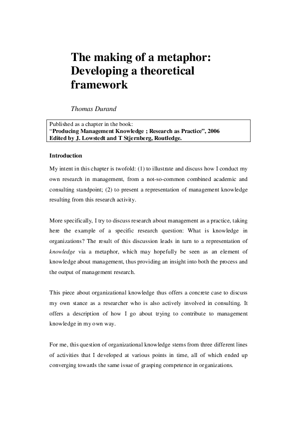 (PDF) The making of a Metaphor: Developing a theoretical Framework