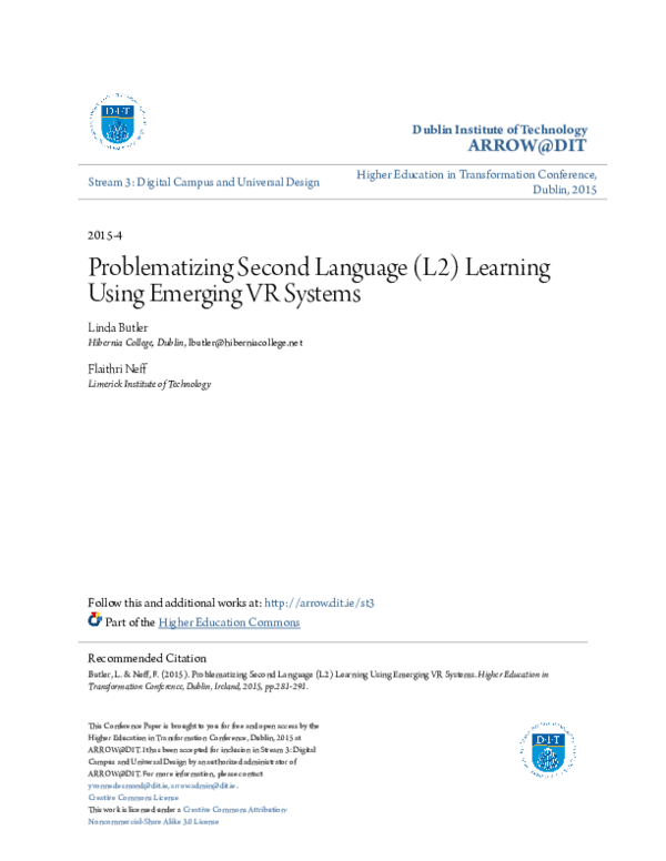(PDF) Problematizing Second Language (L2) Learning using Emerging VR Systems